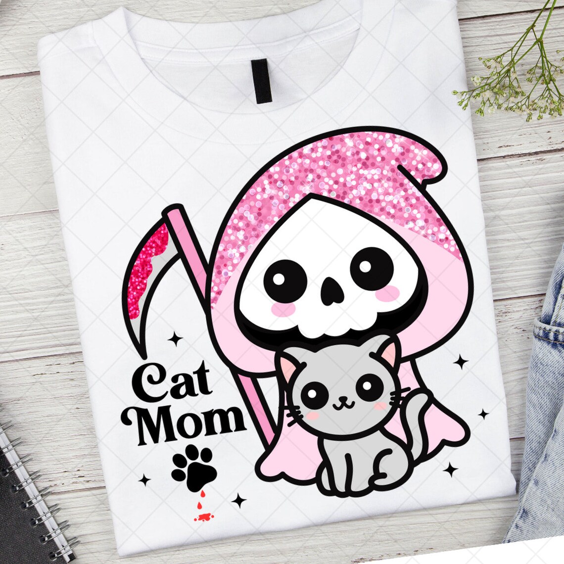 Cat Mom Png, Grim Reaper Clipart, Sublimation Png, T-shirt and Mug ...