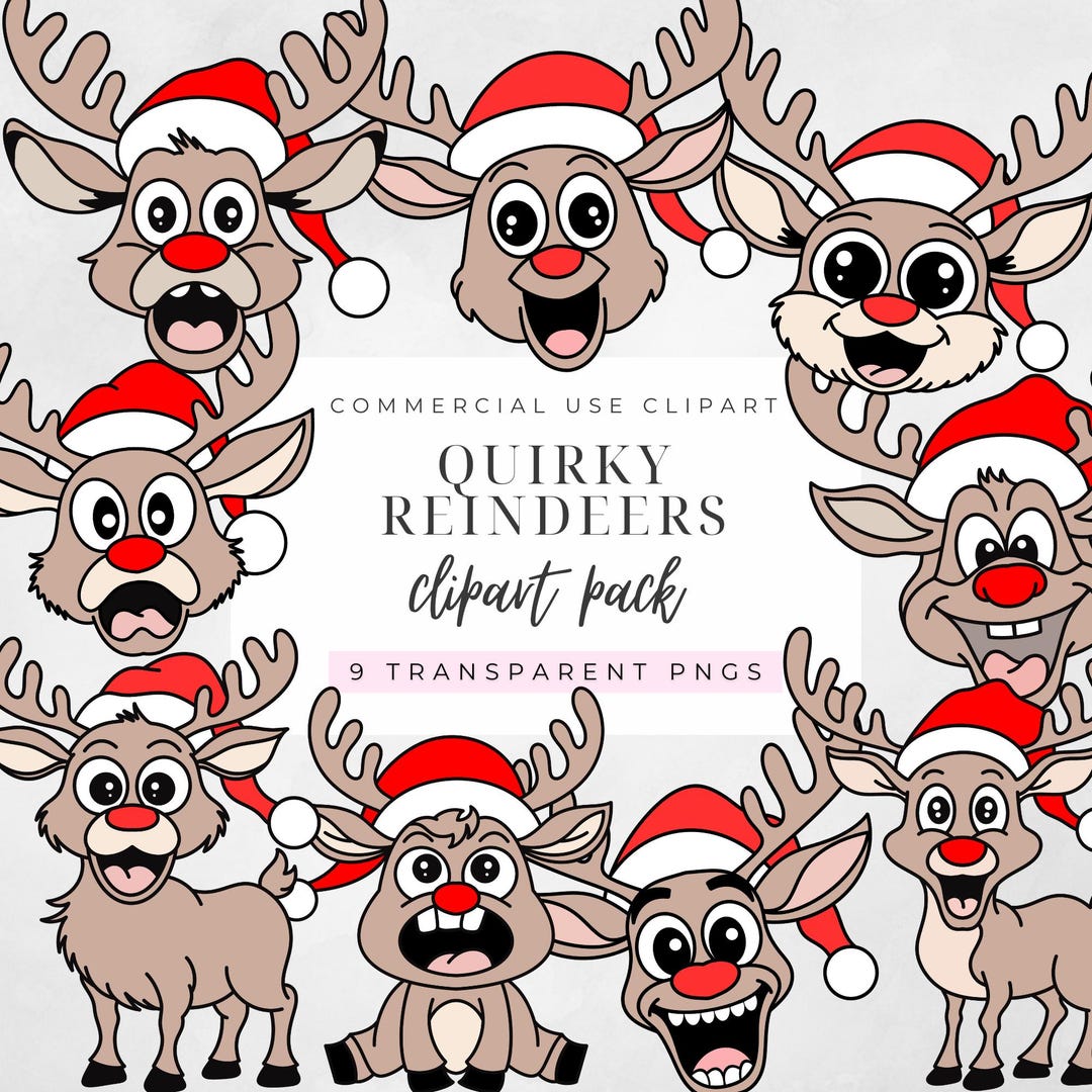 Quirky Reindeer Clipart, Funny Reindeer PNG, Christmas Reindeer PNG ...