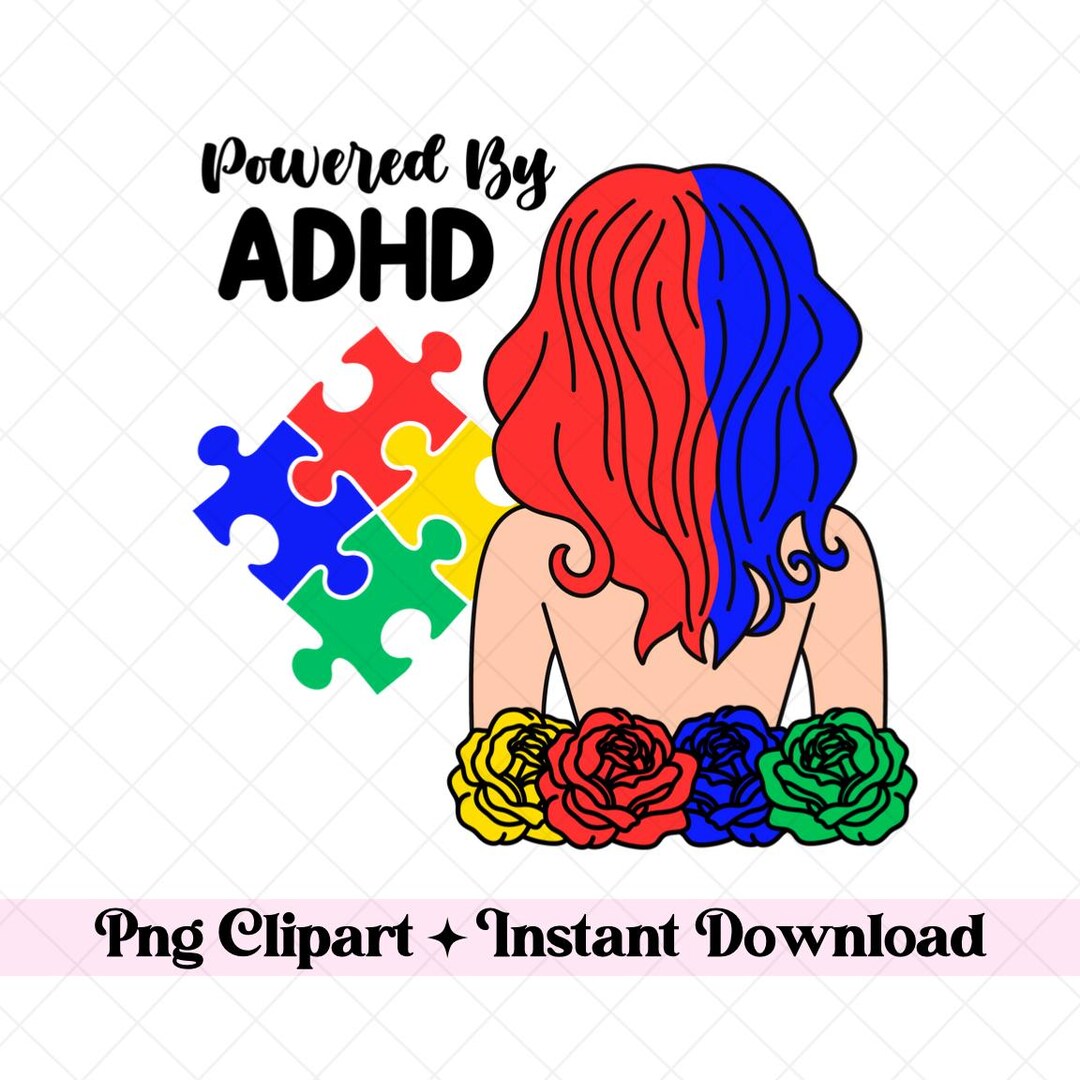 Powered by ADHD Png, Awareness Design, Neurodivergent Png, Sublimation ...