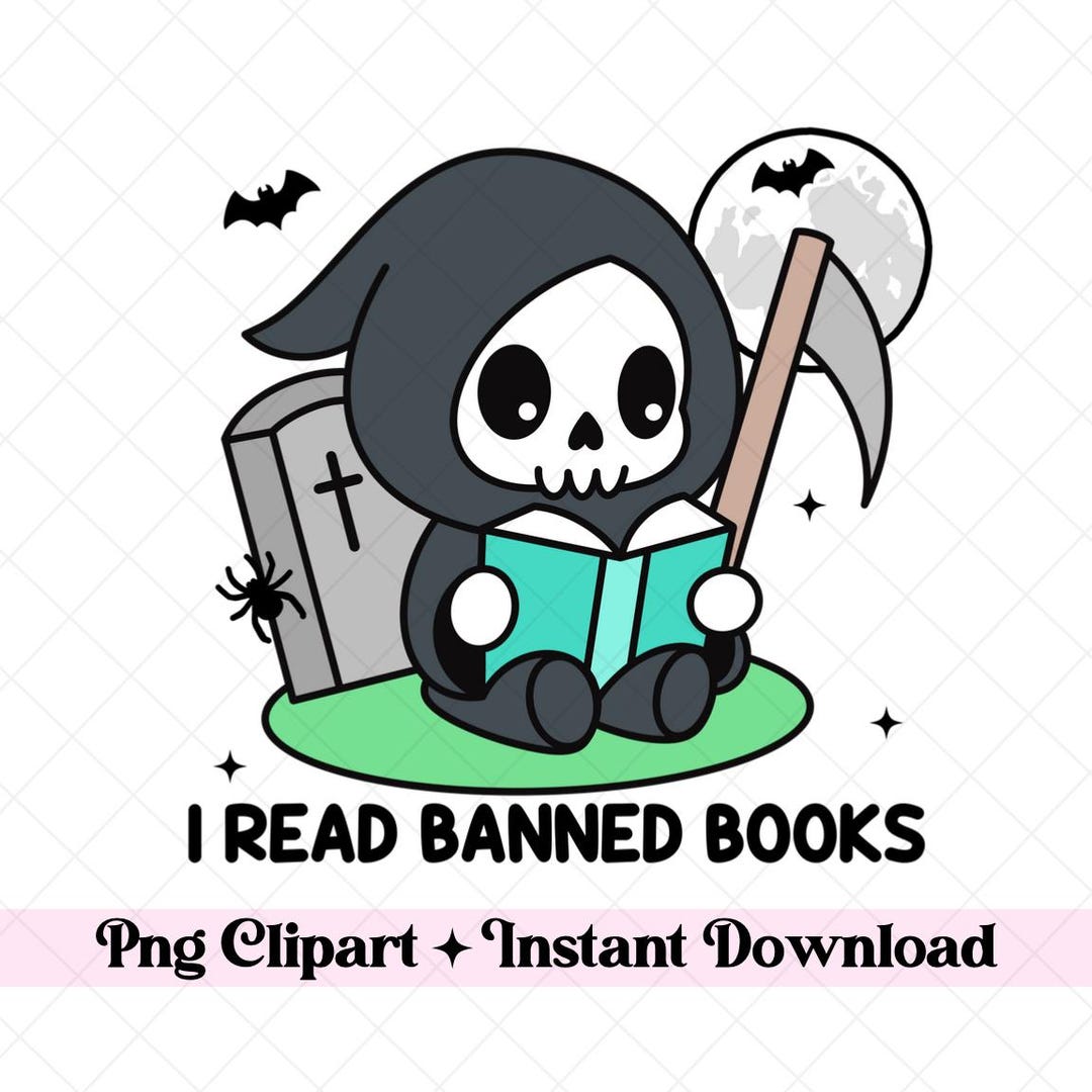 Grim Reaper Png: I Read Banned Books, Gothic Halloween (digital ...