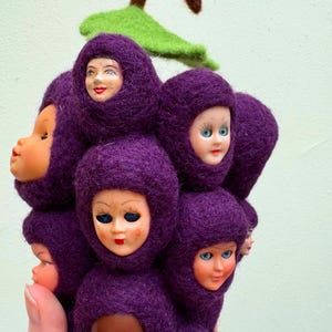Needle Felted Grapes With Vintage Doll Faces - Etsy