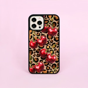 Cherry Leopard Cherries Animal Print Berry Berries Phone Plastic Case ...