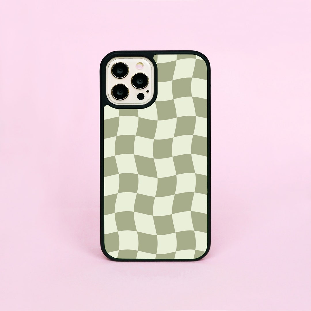 Wavy Checkered Checkerboard Check Brown Black Chequered Phone Case ...