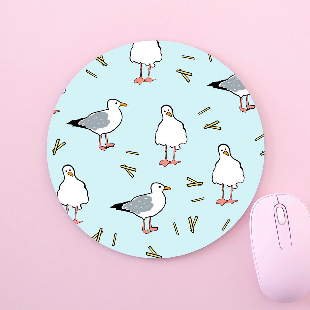 Seagulls and Chips Pattern Seagull Bird Birds Fries Blue and White ...