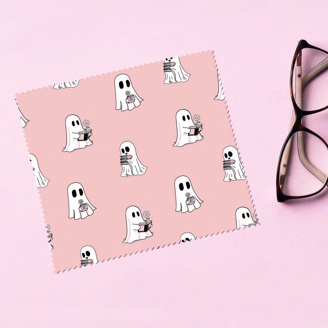 Ghosts Reading Books Cute Spooky Ghost Halloween Pattern Black Glasses ...
