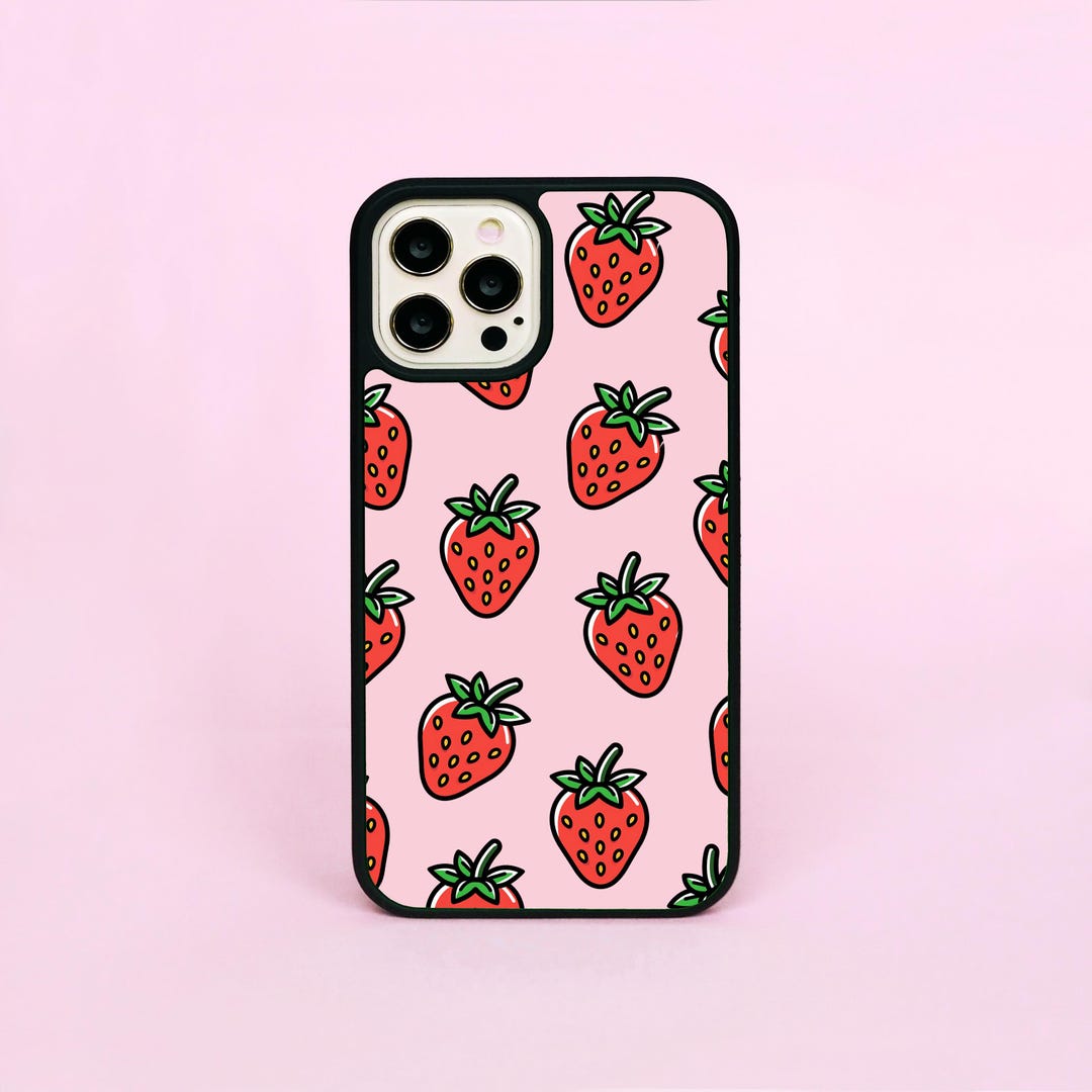 Strawberry Strawberries Berry Pattern Phone Pink Fruit Berries Art Case ...
