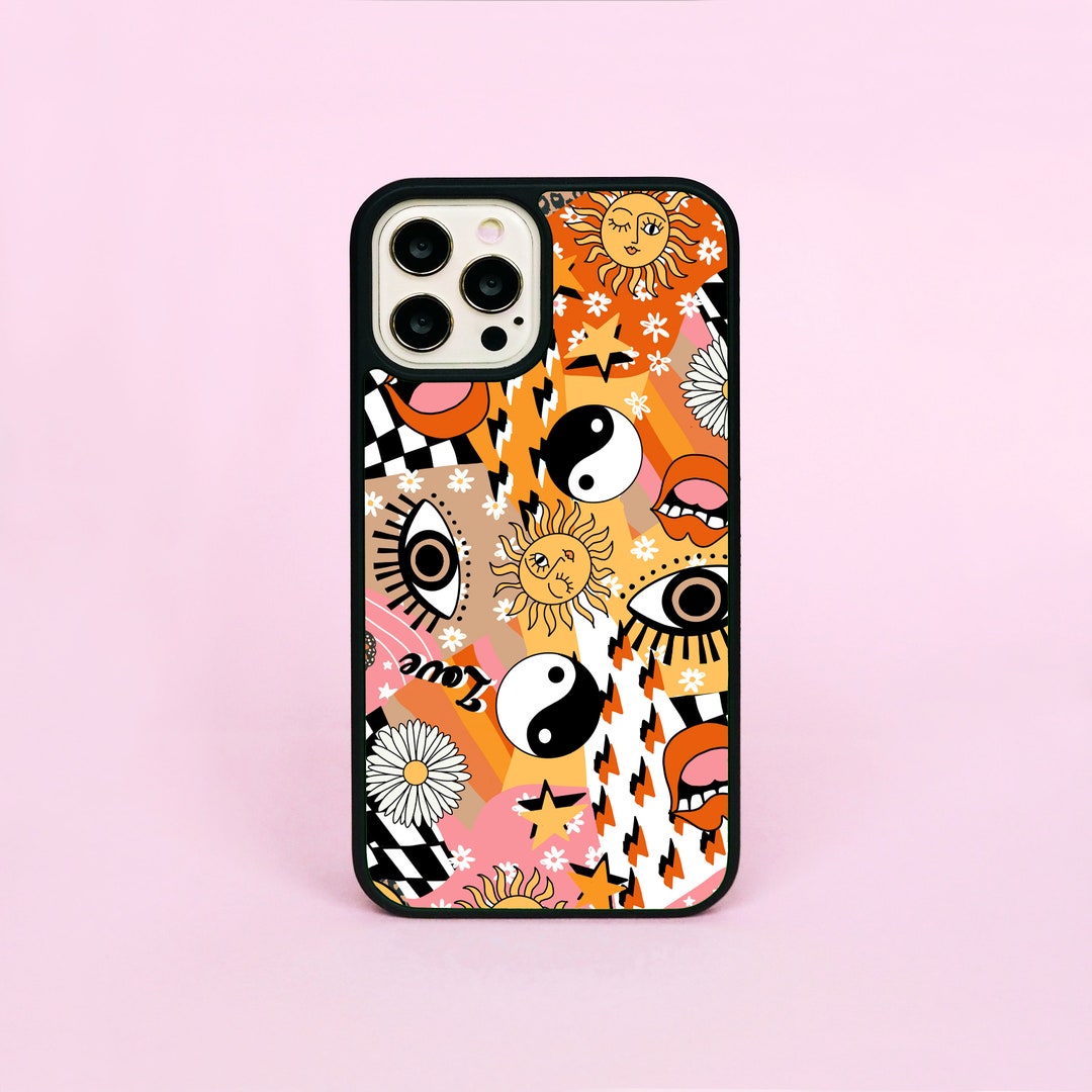 Groovy Collage Eyes 70's Yin Yang Sun Lightning Bolt Retro Pattern ...