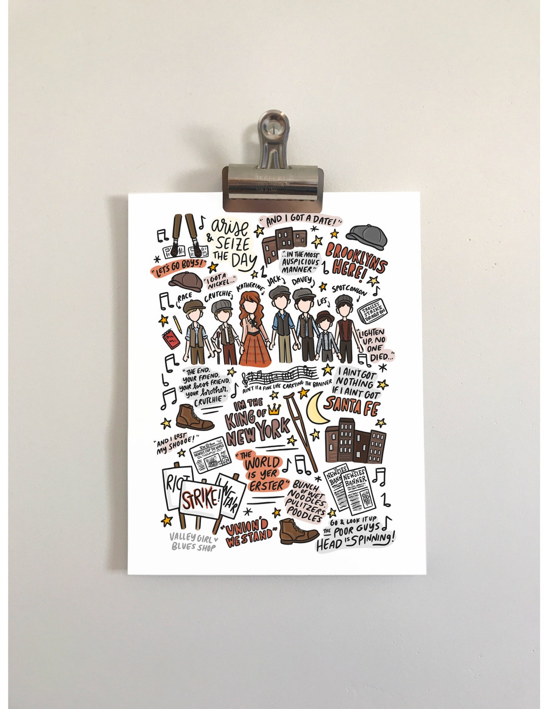 Newsies Broadway Musical Doodles/illustration Print Wall Art - Etsy