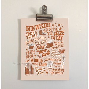 Newsies Broadway Songs Tracklist Design Print Wall Art - Etsy
