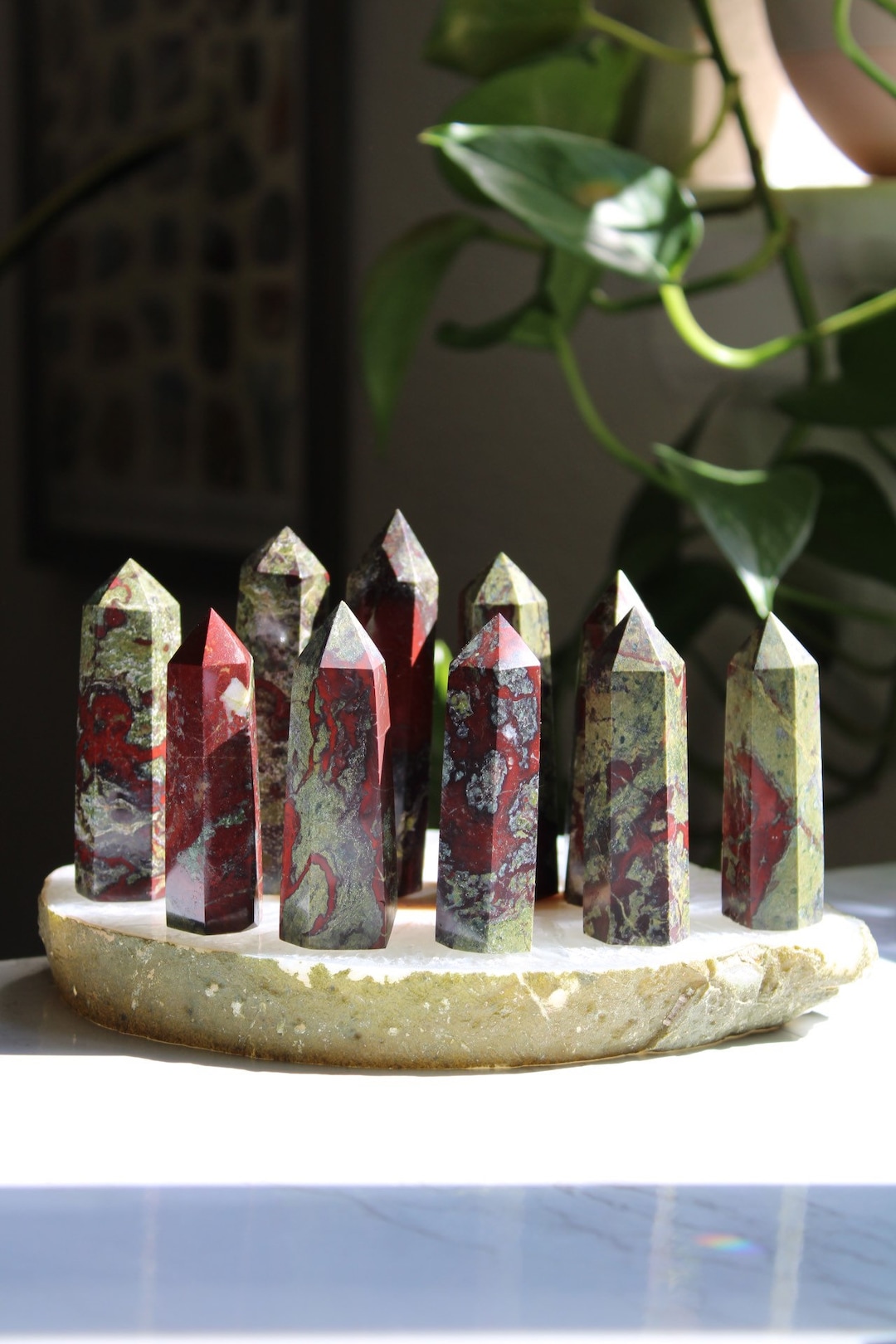 Dragon Blood Stone Polished Point, Epidote and Piemontite Crystal Tower ...