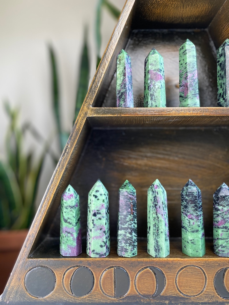 Ruby Zoisite Tower, Polished Ruby Zoisite Point, Anyolite Self-standing Tower, Crystal Healing ...