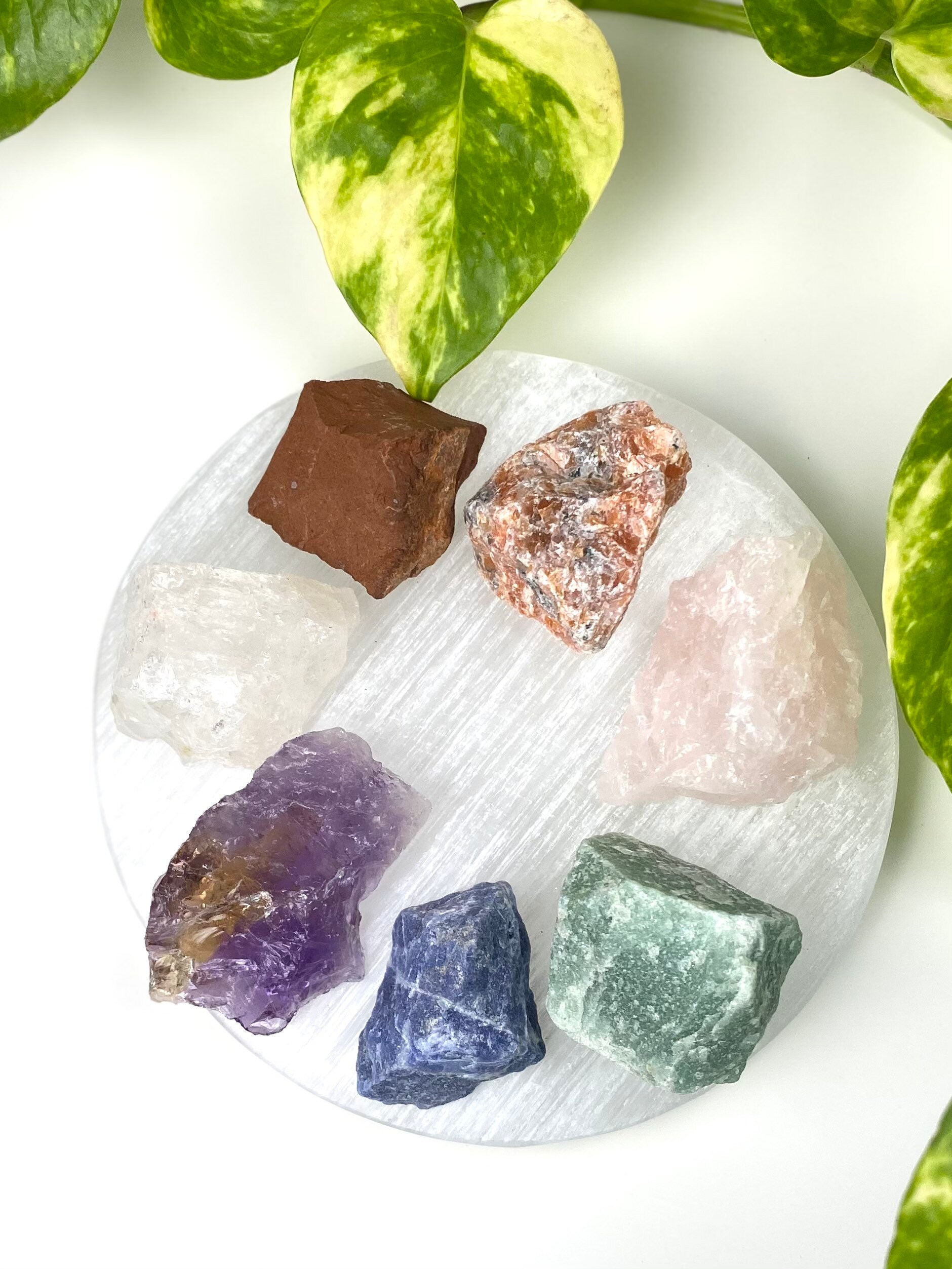 Beginner Crystal Set Raw Gemstone Set 7 Piece Raw Stone | Etsy