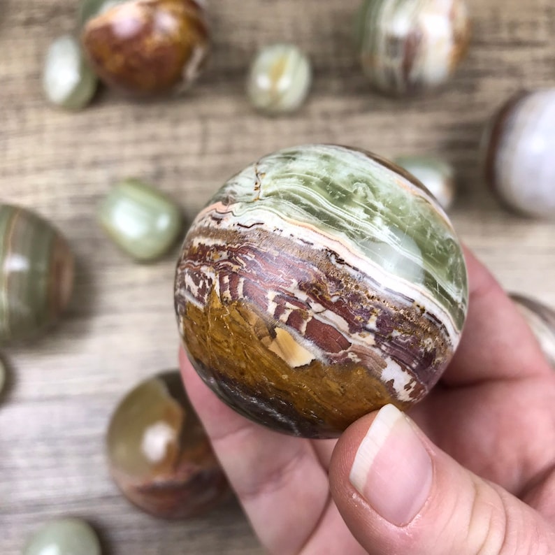 Green Onyx Crystal Sphere Banded Calcite Sphere Mexican - Etsy