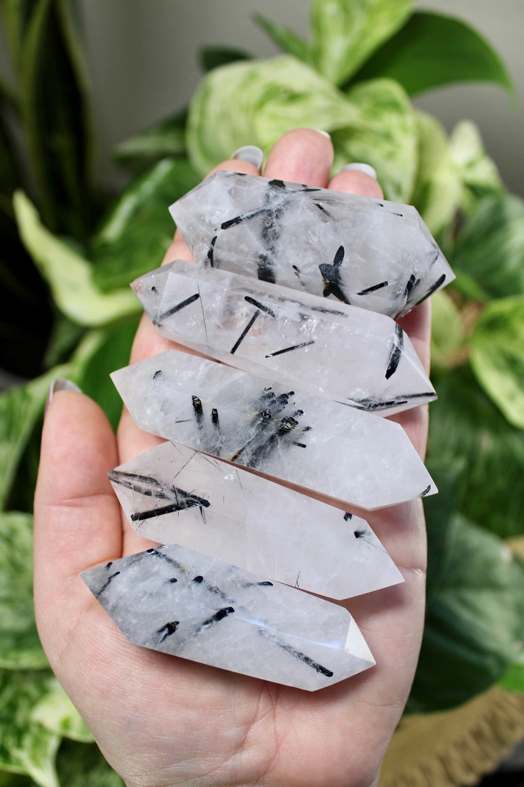 Double Terminated Tourmalinated Quartz Point, DT Black Tourmaline ...