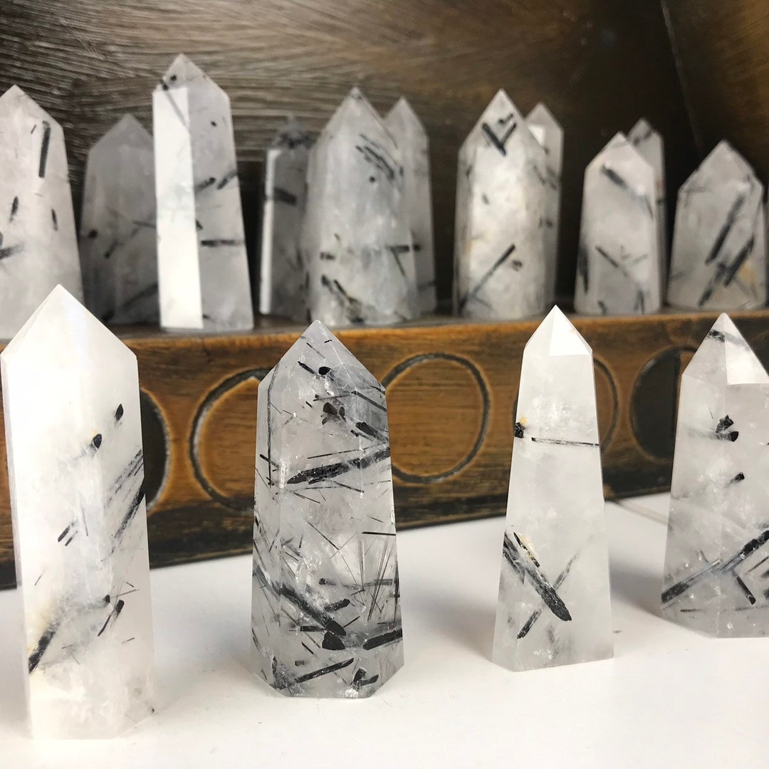 Black Tourmalinated Quartz Tower, Black Tourmaline Quartz Point ...