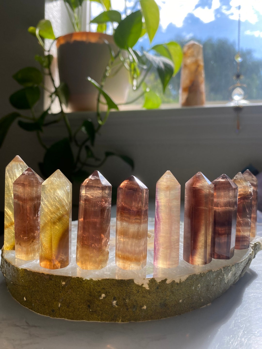 Smoky Fluorite Point Tower: Banded Crystal Generator (2-2.25") - Etsy