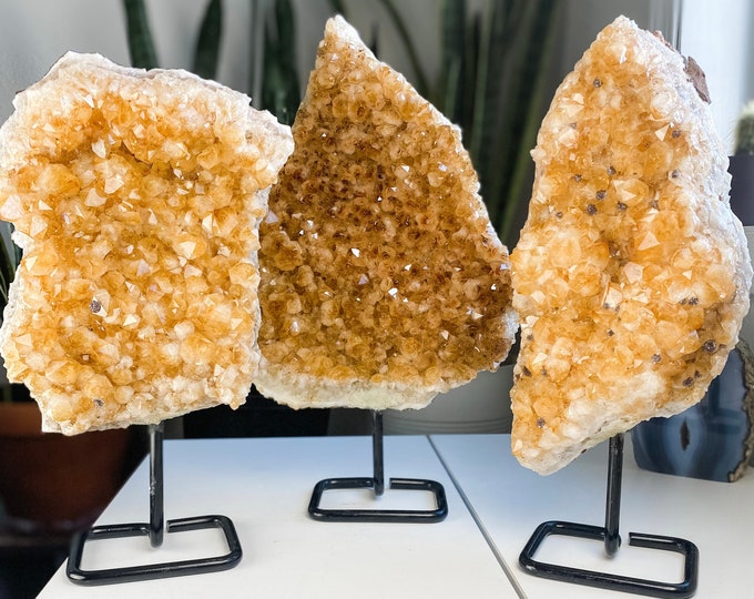Large Citrine on Stand | Citrine Cluster on Custom Base | Crystal Home ...