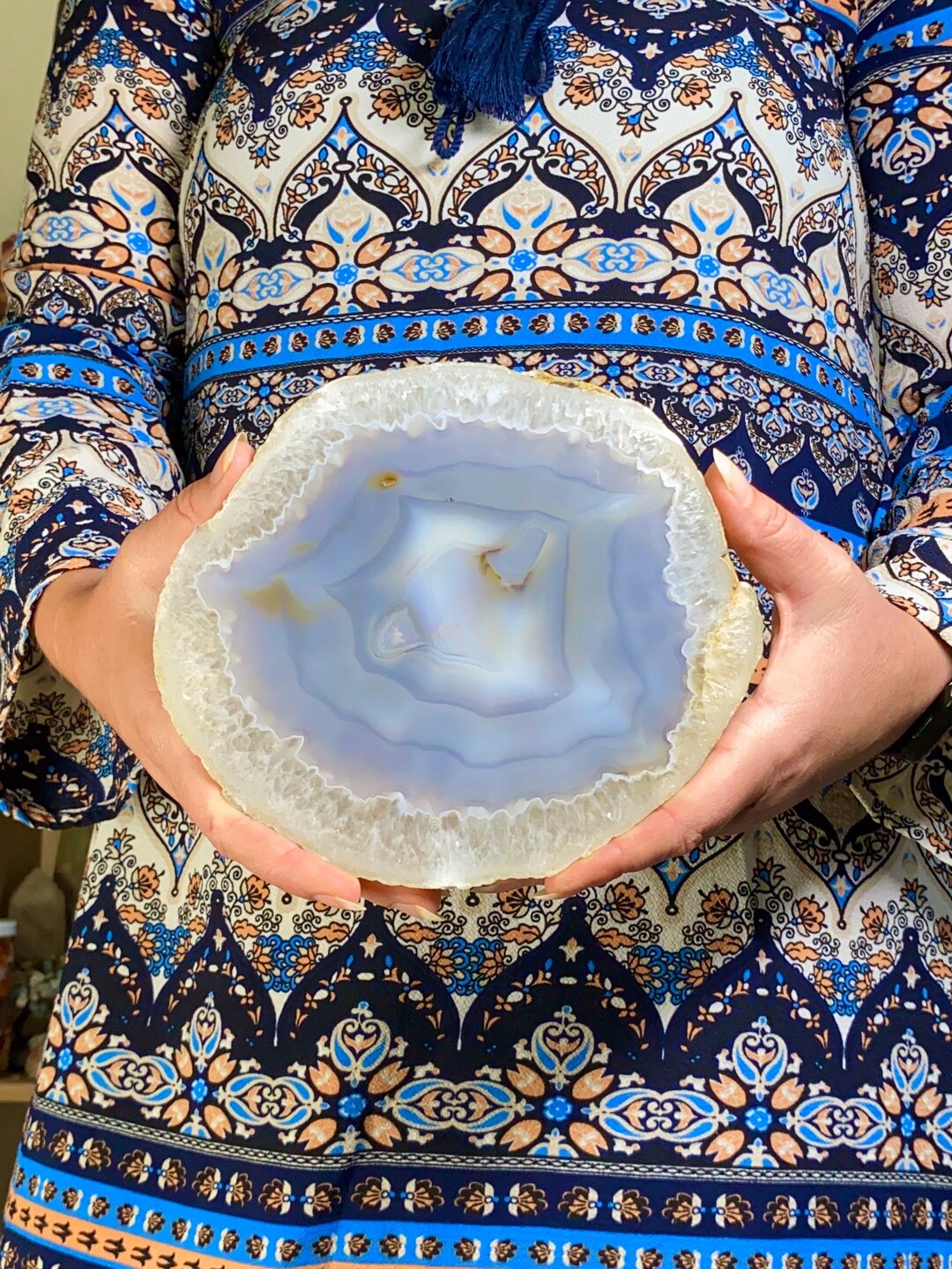 Large Blue Agate Slice, 2.4 Lb Natural Brazilian Agate Slice, Crystal ...