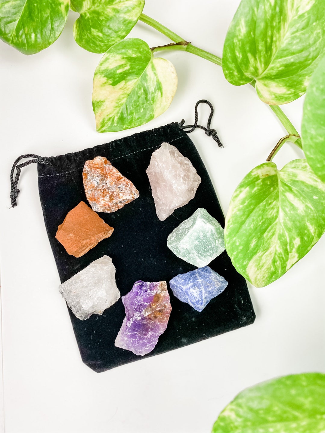Beginner Crystal Set | Raw Gemstone Set | 7 Piece Raw Stone With ...