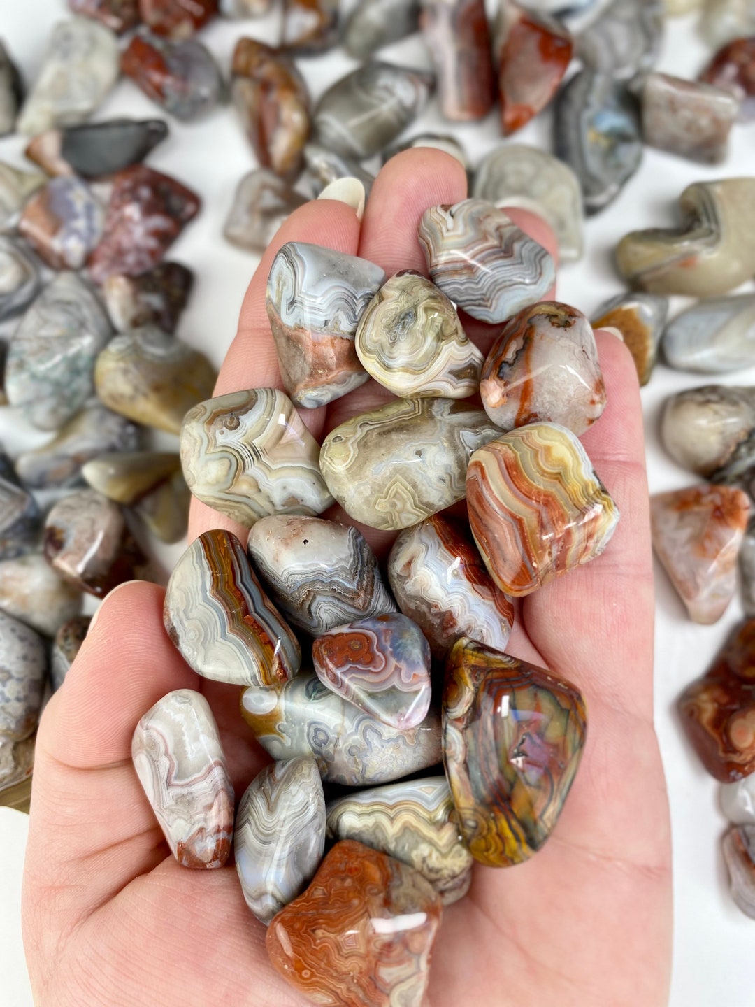 Small Crazy Lace Agate Tumbled Stone, Polished Pocket Stone, Happy ...