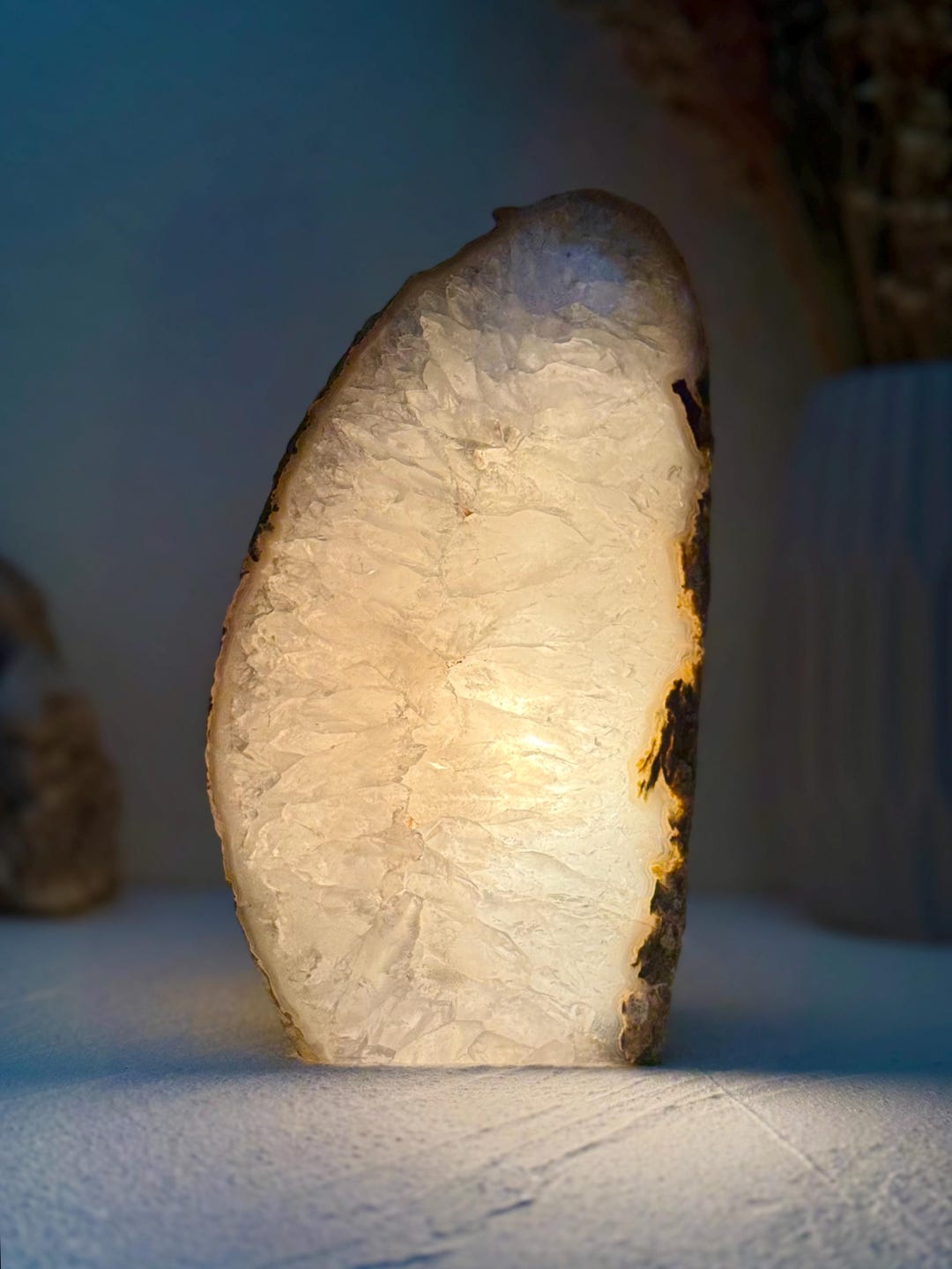 Natural Agate Geode Gemstone Lamp, Crystal Table Lamp for Office ...