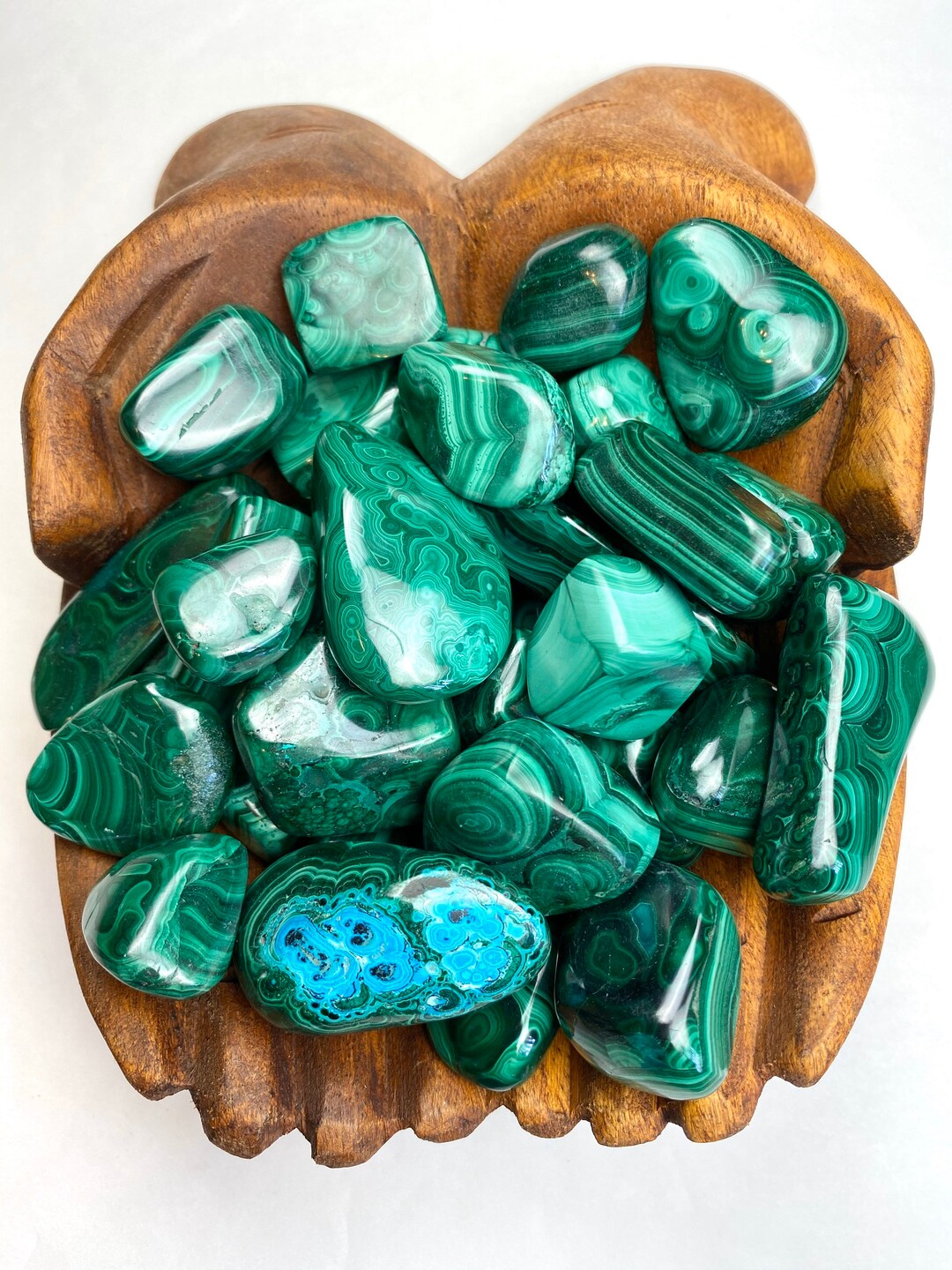 Malachite Tumbled Stone, Polished Pocket Stone, Stone of Abundance - Etsy