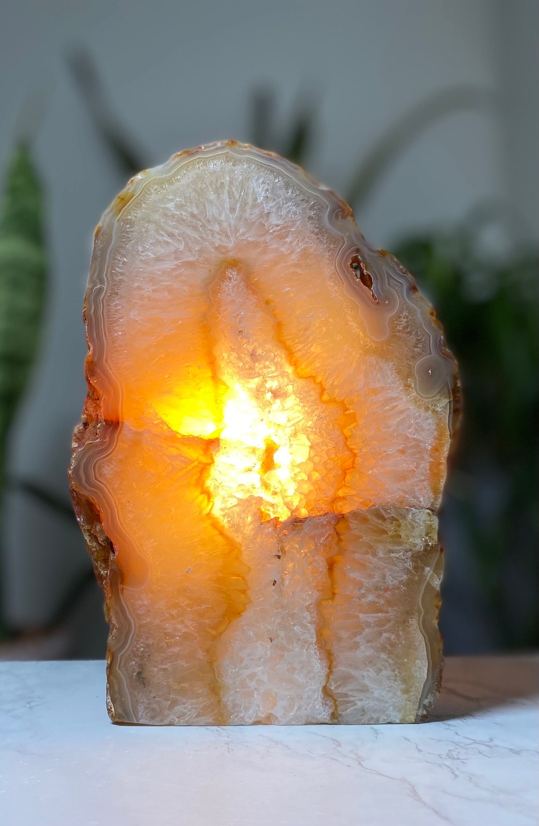 Natural Agate Geode Gemstone Lamp, Crystal Table Lamp for Office ...