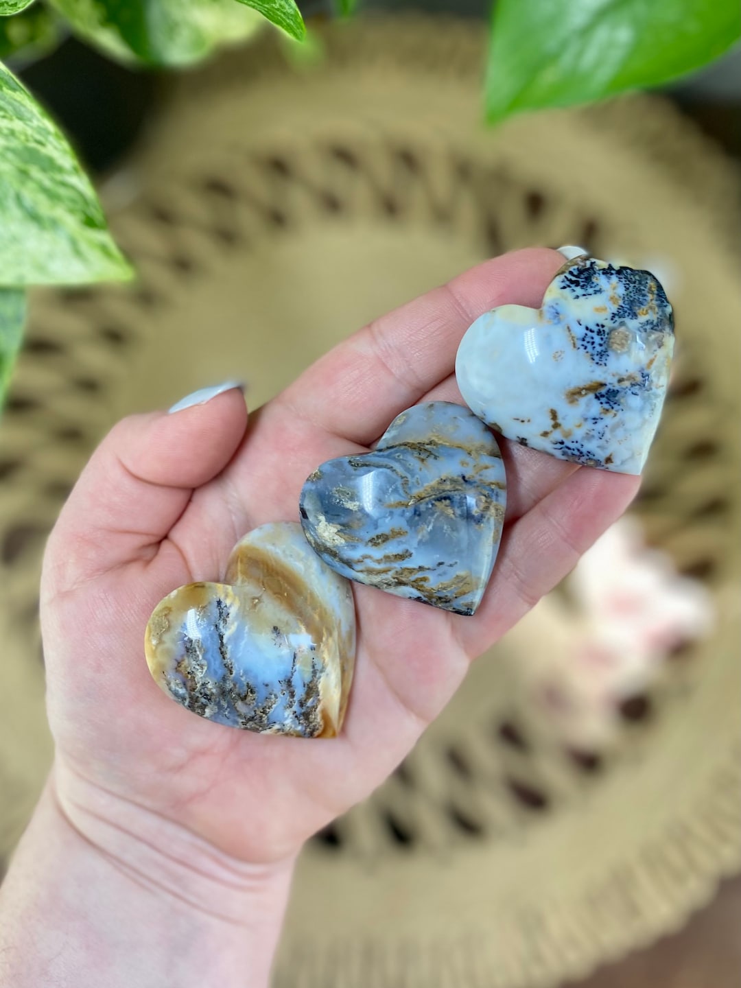Dendritic Snow Agate Crystal Heart, Heart Shaped Agate - Etsy