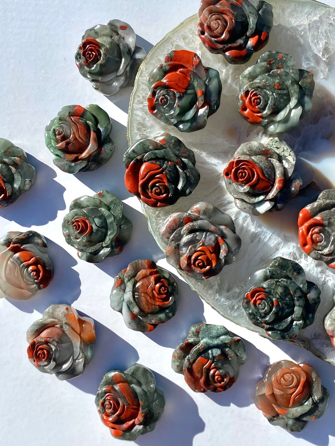 Bloodstone Carved Crystal Rose, Crystal Gift, High Quality Gemstone ...