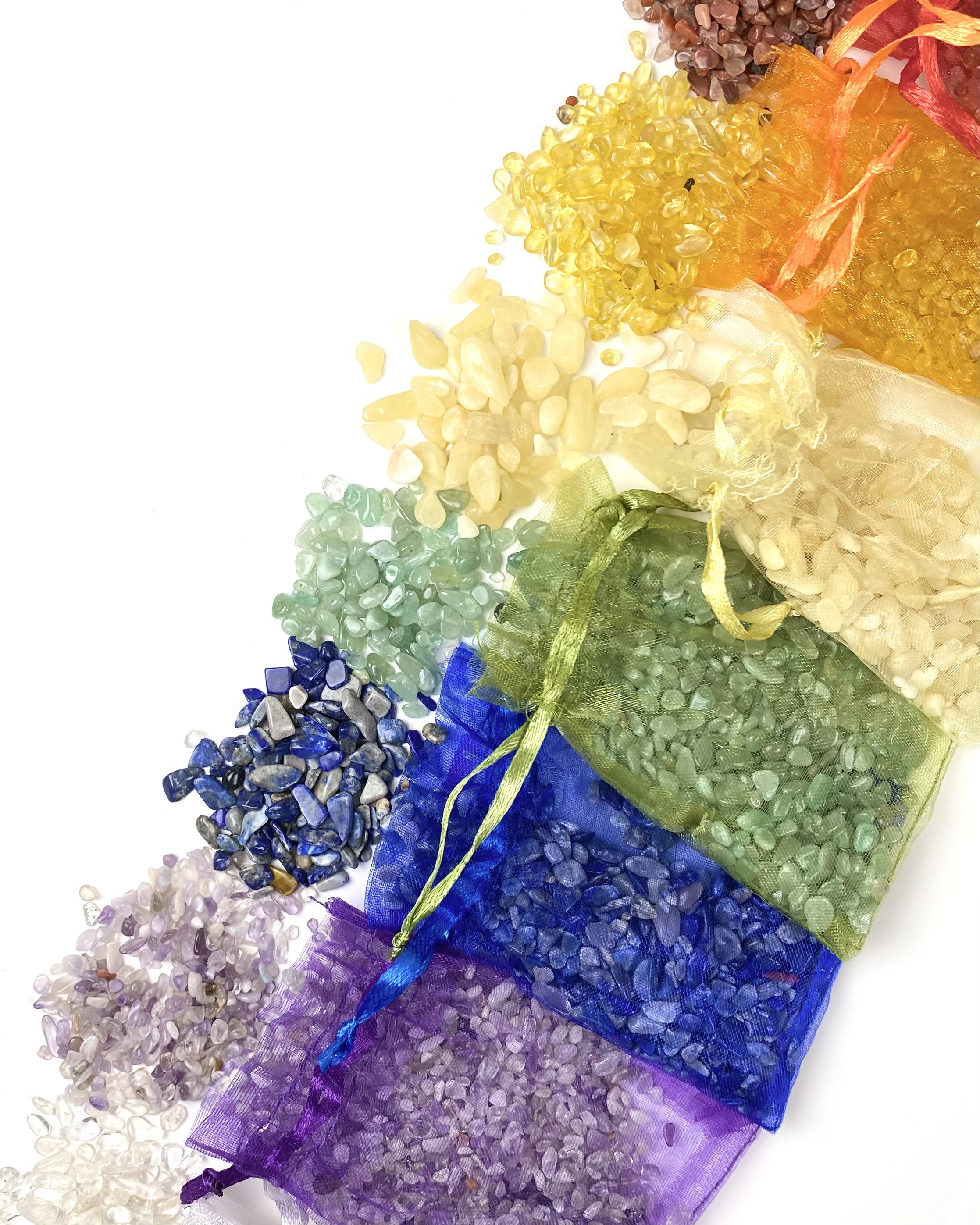 7 Chakra Gemstone Chip Set, Chakra Crystal Kit, Orgone Gemstone Chips ...