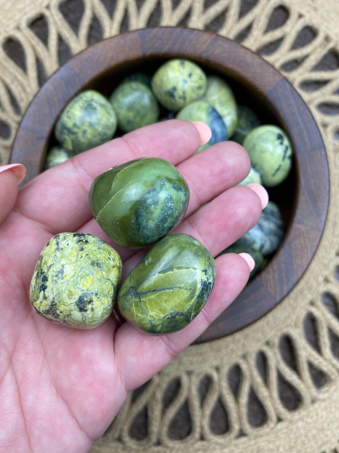 Serpentine Tumbled Stone - Kundalini Stone - Polished Pocket Stone ...
