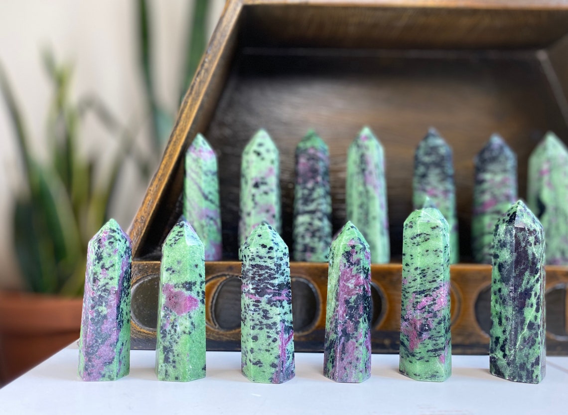 Ruby Zoisite Tower, Polished Ruby Zoisite Point, Anyolite Self-standing ...