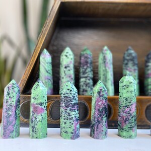 Ruby Zoisite Tower, Polished Ruby Zoisite Point, Anyolite Self-standing Tower, Crystal Healing ...