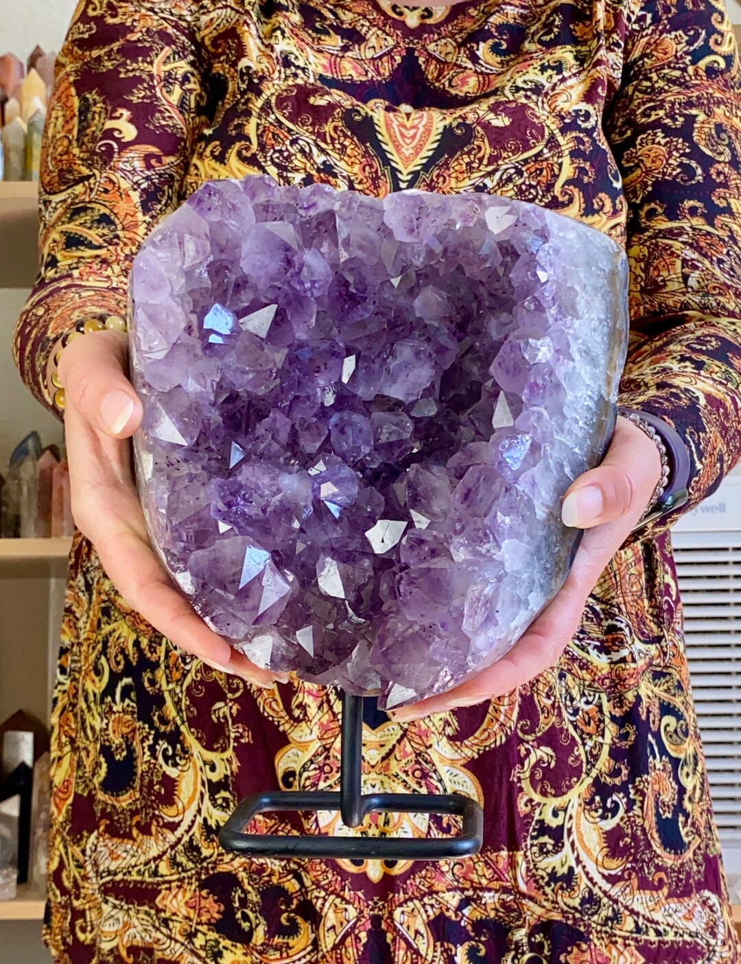 Large Amethyst Cluster Display on Stand, 9 Lbs. Amethyst Statement ...