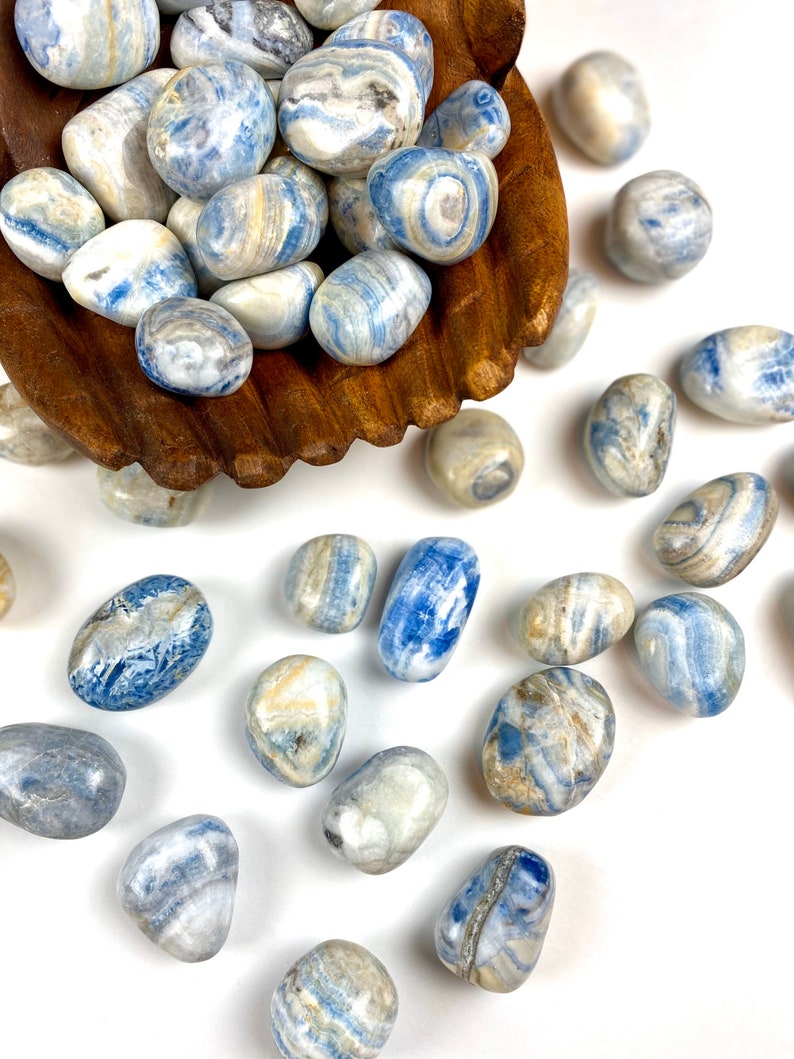 Blue Scheelite Tumbled Stone, Lapis Lace Onyx, Rare Unusual Gemstone ...