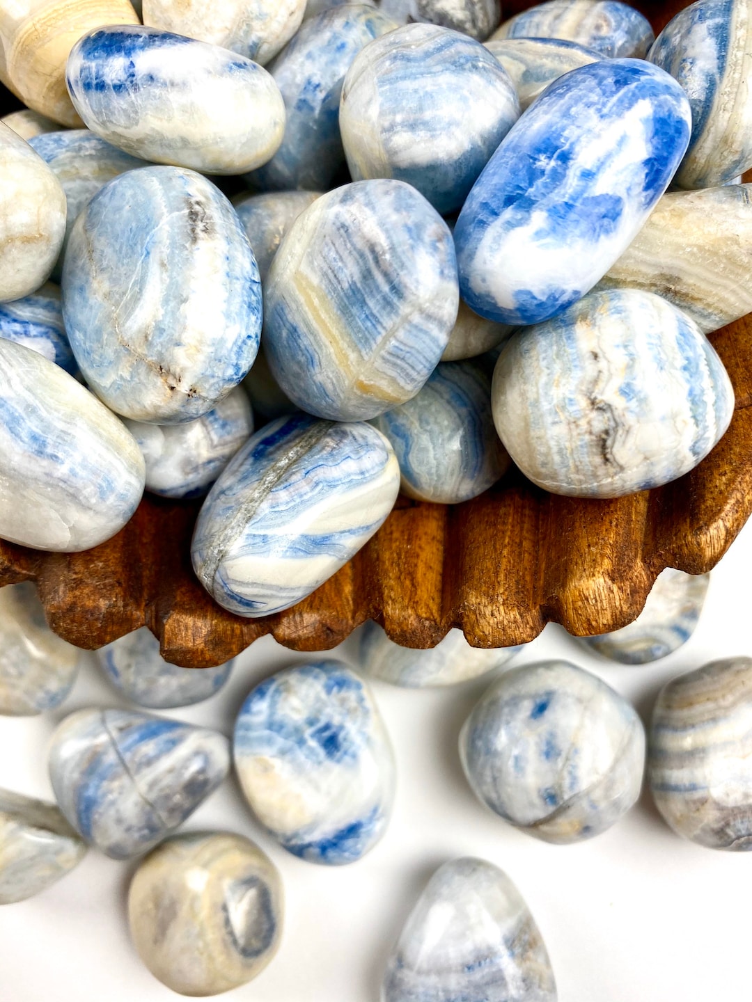 Blue Scheelite Tumbled Stone, Lapis Lace Onyx, Rare Unusual Gemstone ...
