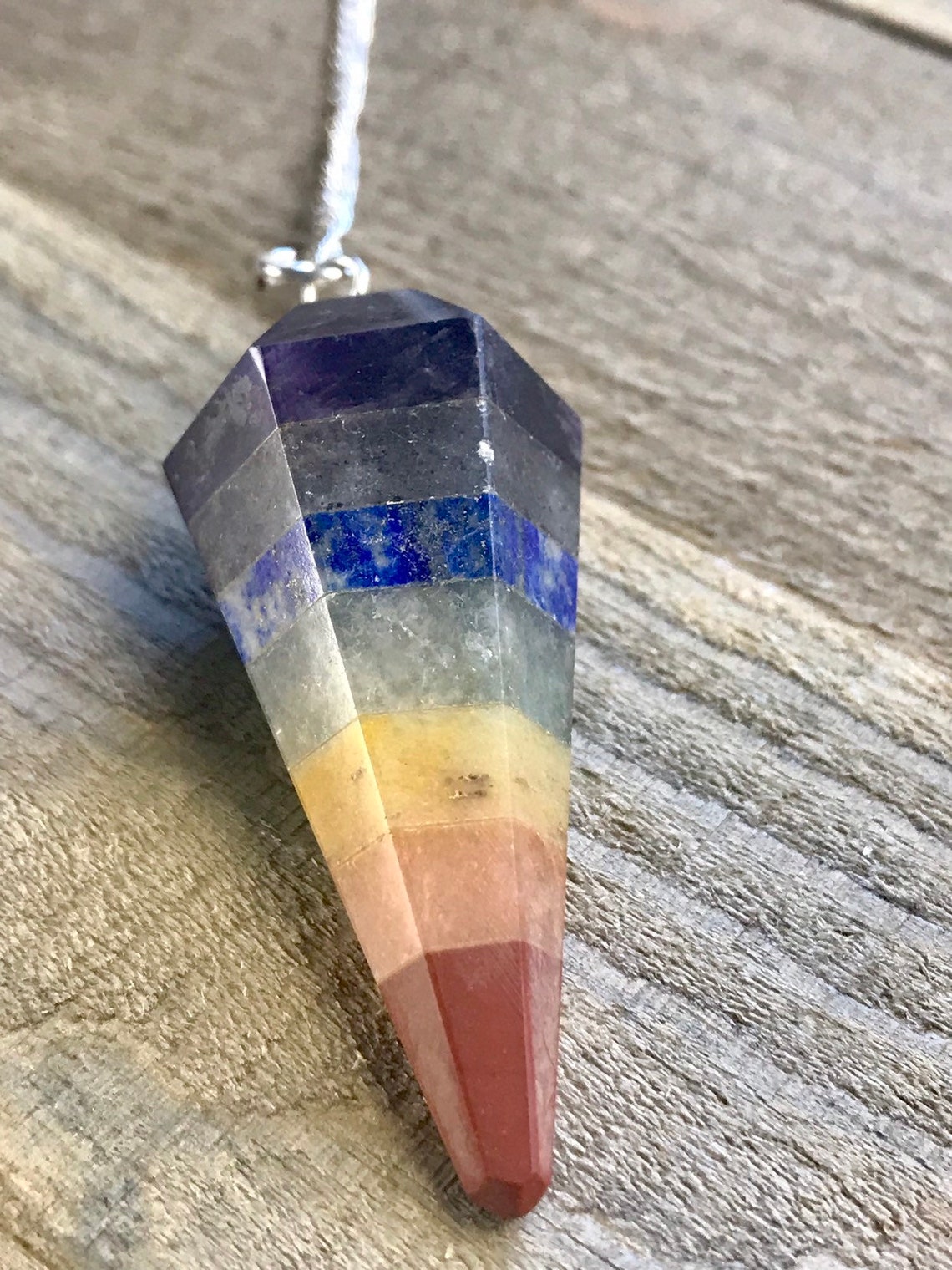 Rainbow Chakra Pendulum | 7 Gemstone Rainbow Chakra Pendulum | Dowsing ...