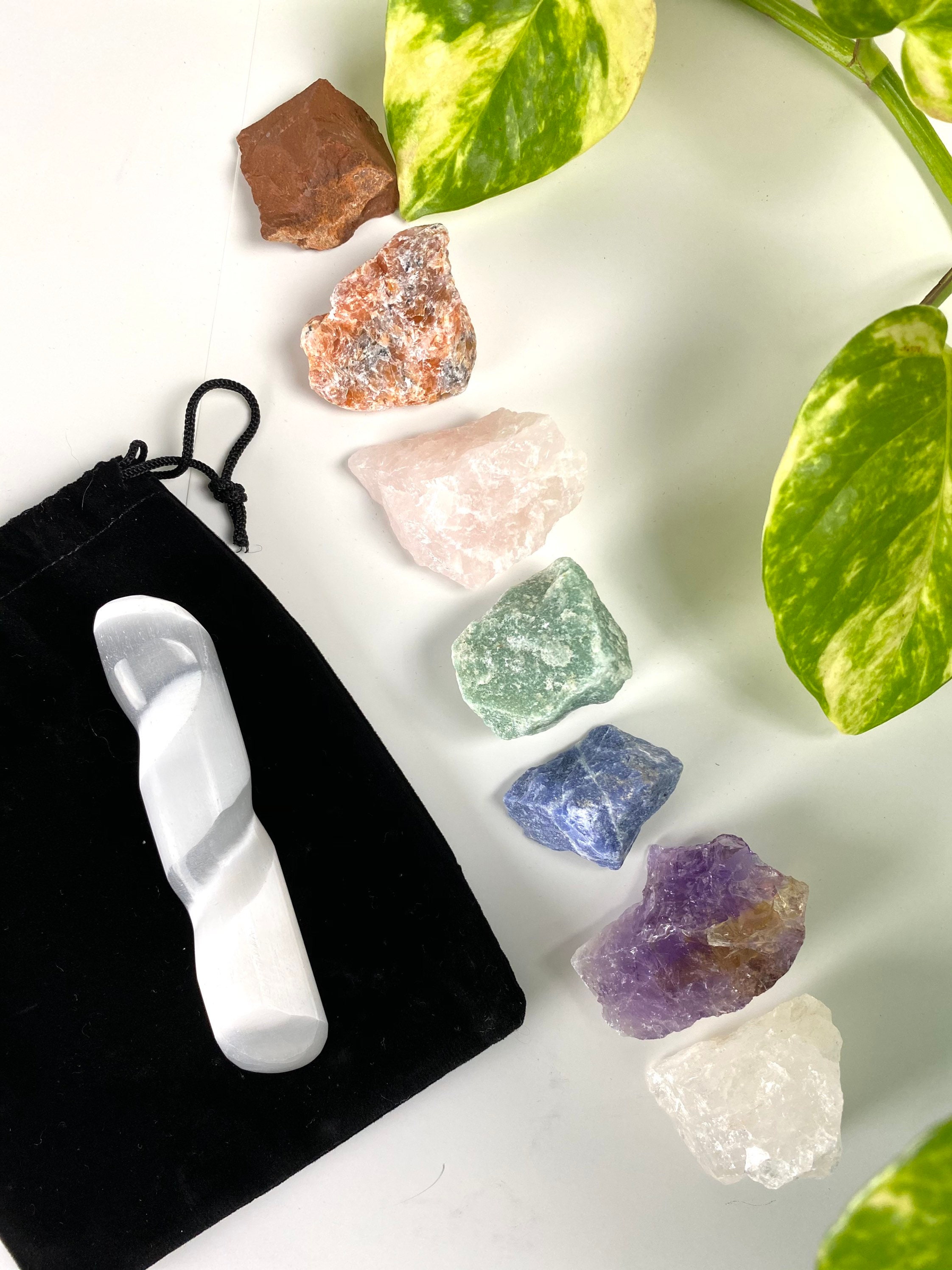 Beginner Crystal Set Raw Gemstone Set 7 Piece Raw Stone | Etsy