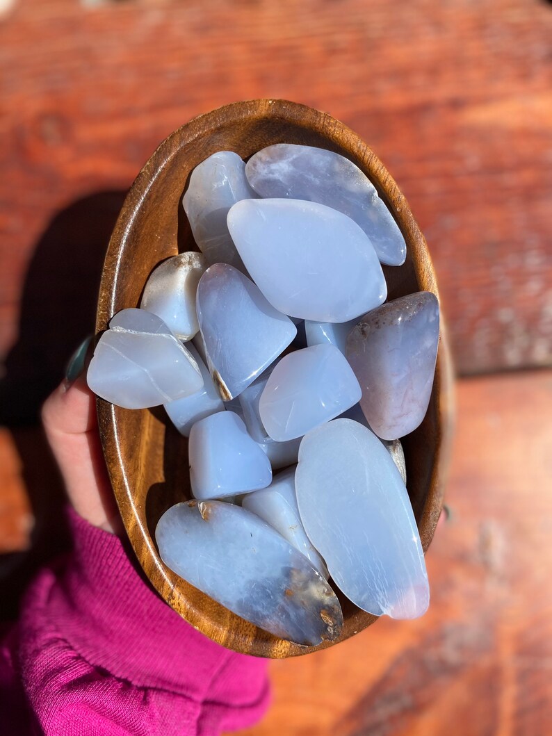 Turkish Blue Chalcedony Tumbled Stone Throat Chakra Healing - Etsy