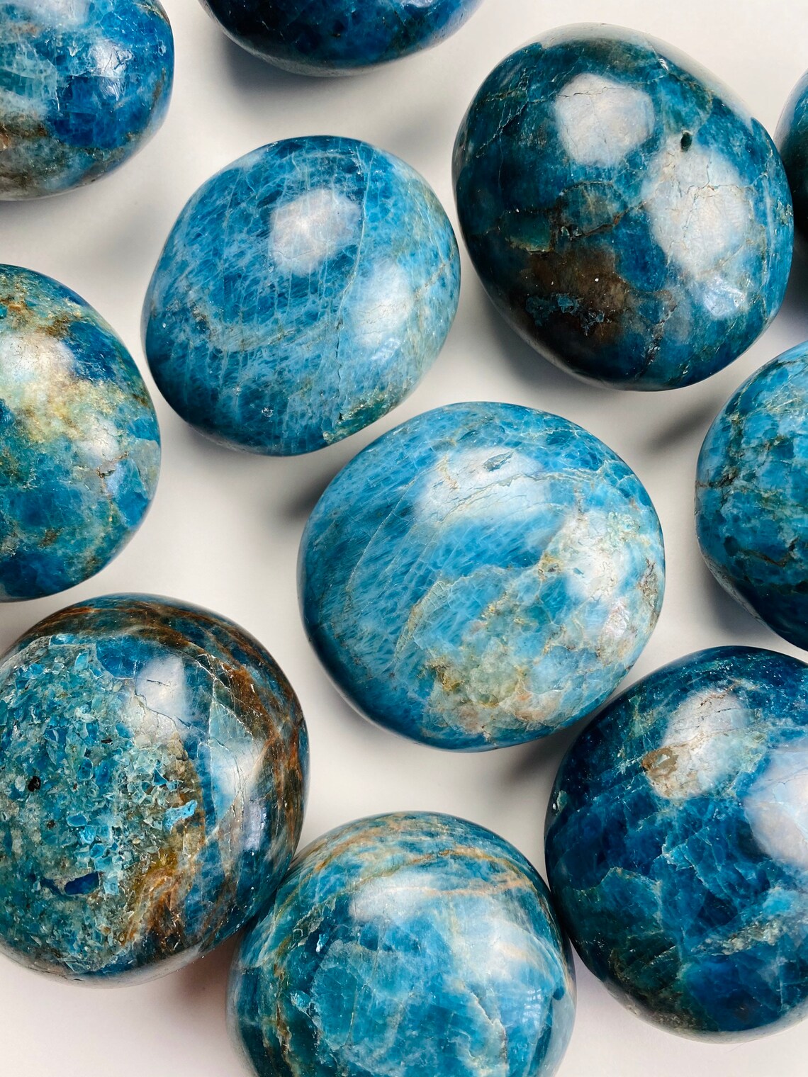 Blue Apatite Palm Stone, Polished Blue Apatite Gallet, Healing Crystals ...