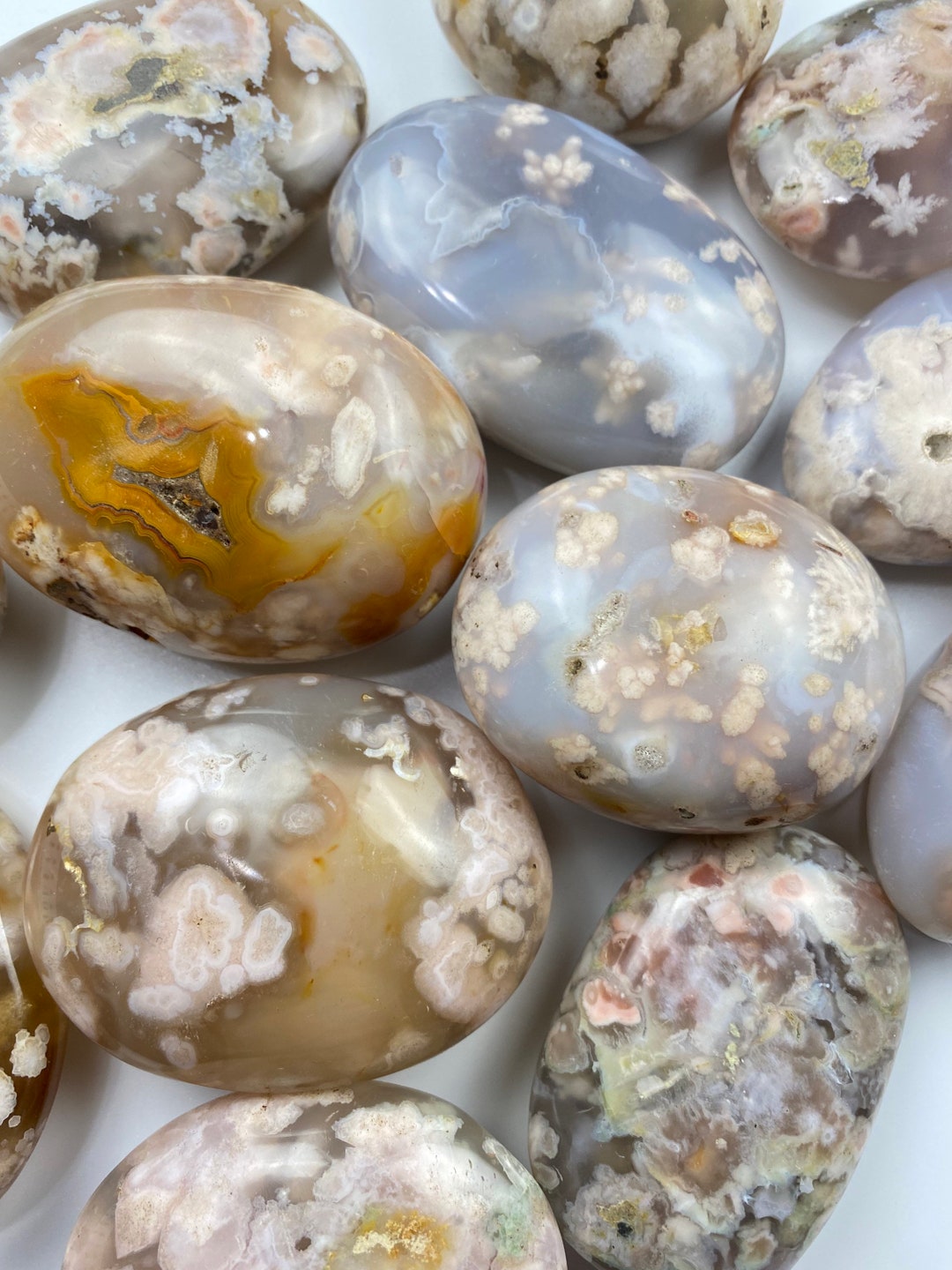 Flower Agate Palm Stone | Choose Your Own | Cherry Blossom Agate ...