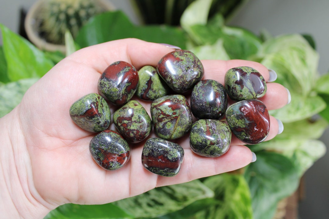 Dragon Stone Jasper Tumbled Stone, Epidote and Piemontite Polished ...