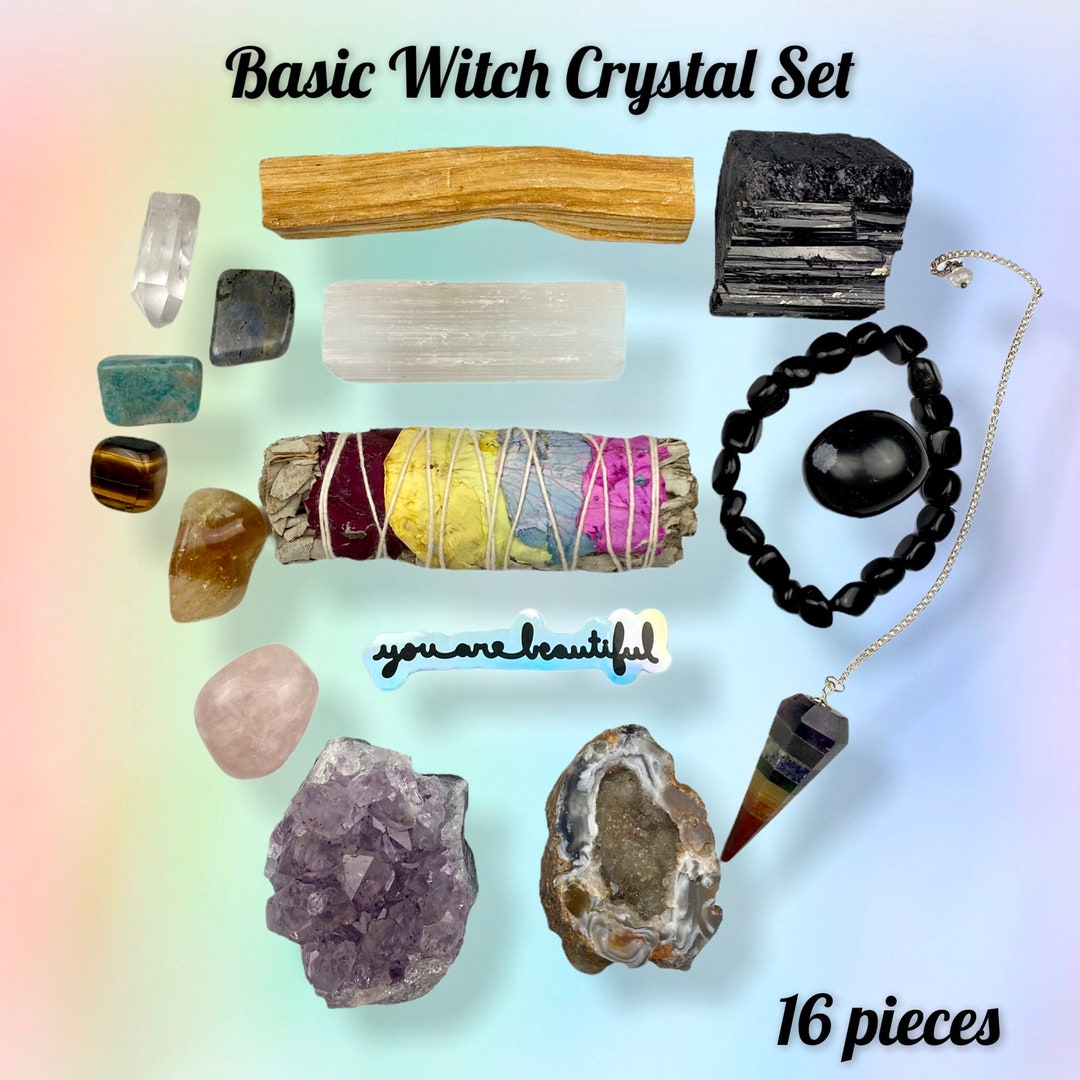 Basic Witch Crystal Set Beginner Crystal Kit 16 Piece Crystal