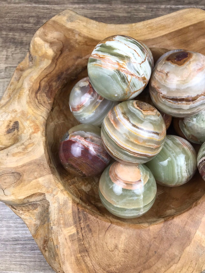 Green Onyx Crystal Sphere Banded Calcite Sphere Mexican - Etsy