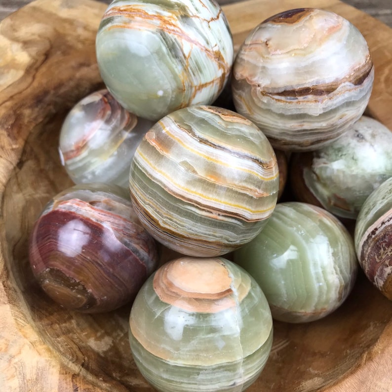 Green Onyx Crystal Sphere Banded Calcite Sphere Mexican - Etsy