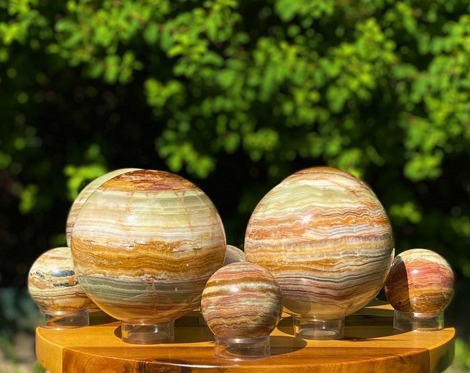 3lb Green Onyx Sphere Crystal Large | Natural Banded Stone Carved ...