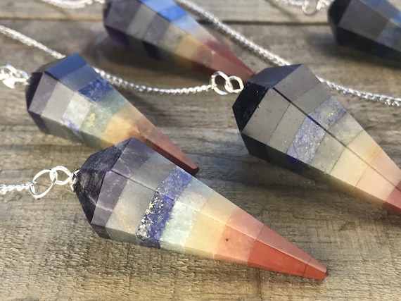 Rainbow Chakra Pendulum 7 Gemstone Rainbow Chakra Pendulum | Etsy