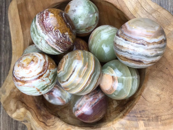 Green Onyx Crystal Sphere Banded Calcite Sphere Mexican - Etsy