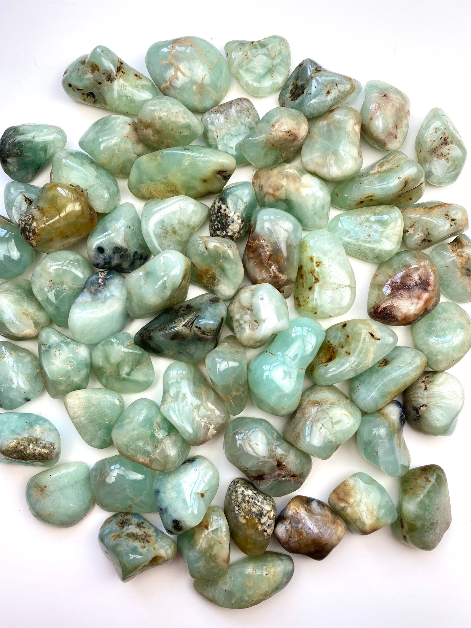 Prehnite Tumbled Stone Polished Prehnite with Epidote | Etsy