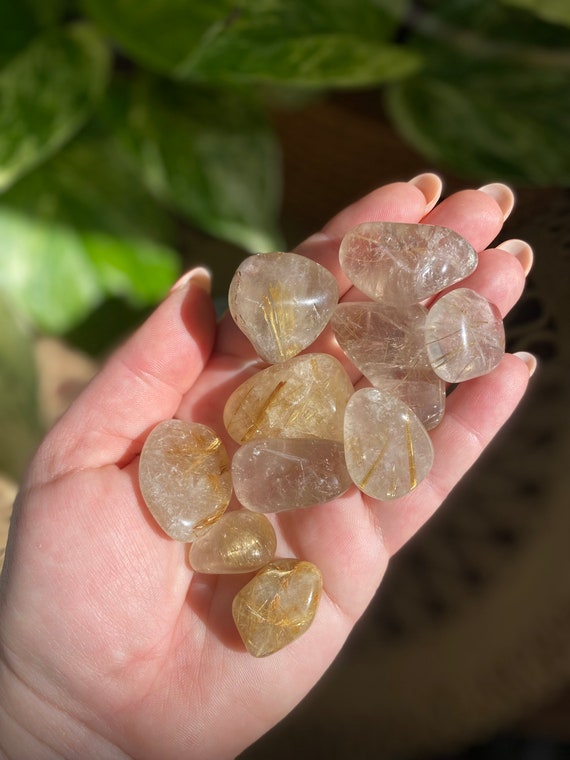 Rutilated Quartz Tumbled Stone Golden Rutile Golden Hair - Etsy